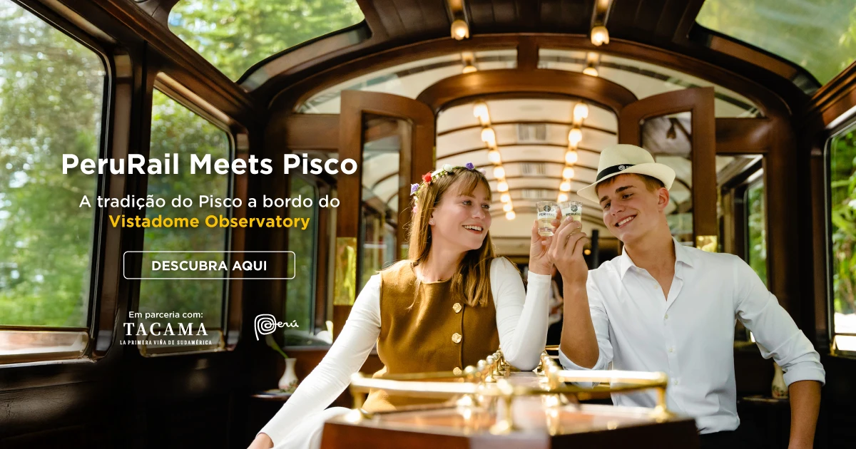 Experimente o Pisco a bordo do trem para Machu Picchu